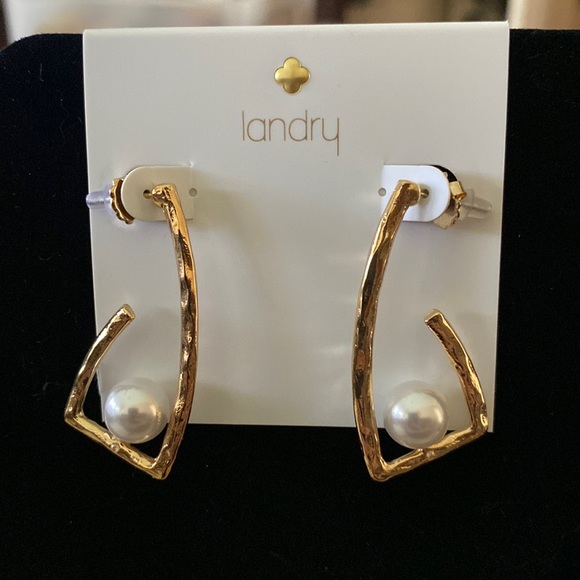 Landry | Jewelry | Nwt Landry Gold And Pearl Earrings | Poshmark